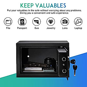 RPNB Deluxe Safe and Lock Box,Money Box,Digital Keypad Safe Box,Steel Alloy Drop Safe, Keypad Lock,Perfect for Home Office Hotel Business Jewelry Gun Cash Use Storage