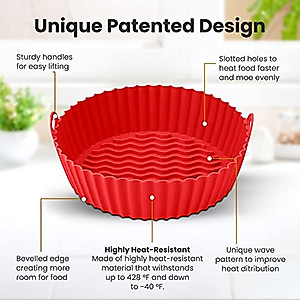 2 Pack Reusable Air Fryer Silicone Liners for 5 QT or Bigger, Silicone Air Fryer Liners, Silicone Pot Round, Air fryer Accessories Air fryer liners, Air fryer silicone bowl, 8 qt air fryer liners.