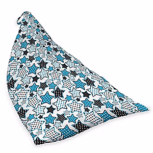 Lunarable Cartoon Lounger Chair Bag, Stars Shapes Cartoon Illustration Geometry Cheer Celebration, High Capacity Storage with Handle Container, Lounger Size, Petrol Blue Black White
