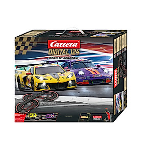 Carrera Digital Electric Slot Car Racing Track Set Includes Two Cars & Two Dual-Speed, D124 Born to Perform