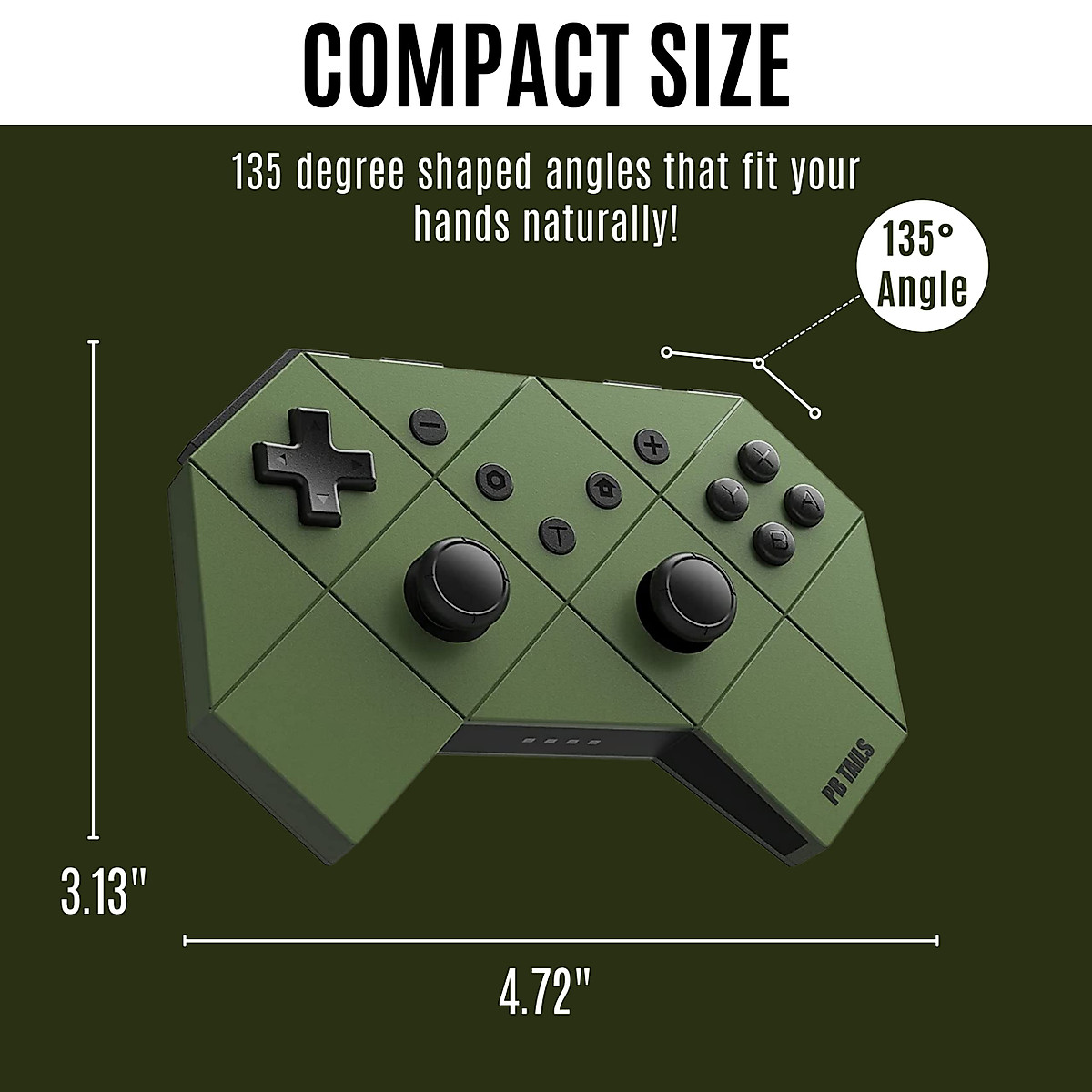 PB TAILS CHOC Portable Bluetooth Controller for Nintendo Switch | Play Games On The Go | Wireless Gamepad for Android, Switch, PC, STEAM, Raspberry Pi | Switch Turbo Controller for Travel | Green