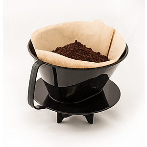 Fino Pour-Over Coffee Brewing Filter Cone, Number 4-Size, Black, Brews 8 to 12-Cups