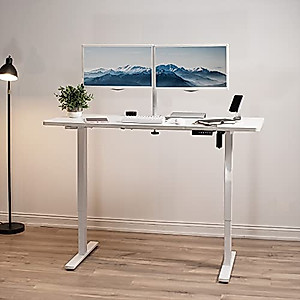 VIVO Electric Stand Up Desk Frame Workstation, Frame Only, Single Motor Ergonomic Standing Height Adjustable Base with Memory Controller, White, DESK-V100EWY