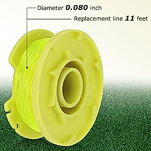 Weed Wacker String Compatible for Ryobi One Plus+ AC80RL3, 11 FT/0.080 Inch String Trimmer Twisted Line, Spool Replacement for Ryobi 18v, 24v, 40v Cordless Trimmers (9 Spools+2 AC14HCA Caps Cover)