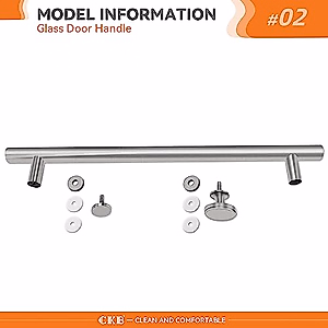 CKB 15 3/4" Glass Door Handle, Glass Door Pull Handle Compatible with 1/4" to 1/2" Glass Thickness, Brushed Nickel with 304 Stainless Steel