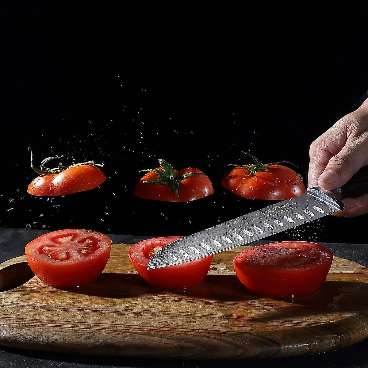 PICKWILL Kitchen Knife Set, 3-Piece Chef Knife Set, Sharp Knives Set with Wooden Handle, High Carbon Stainless Steel Professional Kitchen Knives, Elegant Gift Box for Home or Restaurant