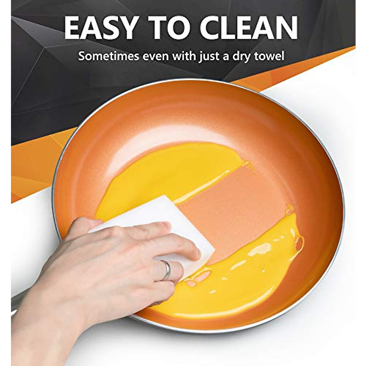 MICHELANGELO Small Frying Pan with Lid, 8 Inch Frying Pan Nonstick, Copper Frying Pan with Ceramic Coating, Small Nonstick Frying Pan, 8 Inch Copper Skillet with Lid, Small Fry Pan, 8 Inch Copper Pan