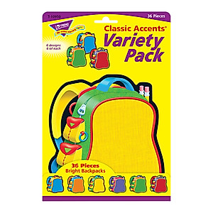 TREND enterprises, Inc. Bright Backpacks Classic Accents Variety Pack, 36 ct