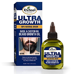 Difeel Mens Ultra Growth Hair and Beard Care Set - 3 Piece Shampoo, Hair Oil and Beard Oil Set