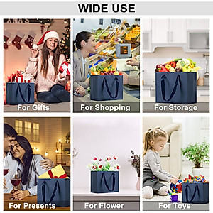 Umoonfine Navy Blue Gift Bags Bulk, 12 Pack Navy Blue Paper Gift Bags with Handles Navy Gift Bags Kraft Gift Bags 8.7x3.9x7.1 Inches Gift Wrap Bags for Wedding, Party,Shopping, Merchandise Business