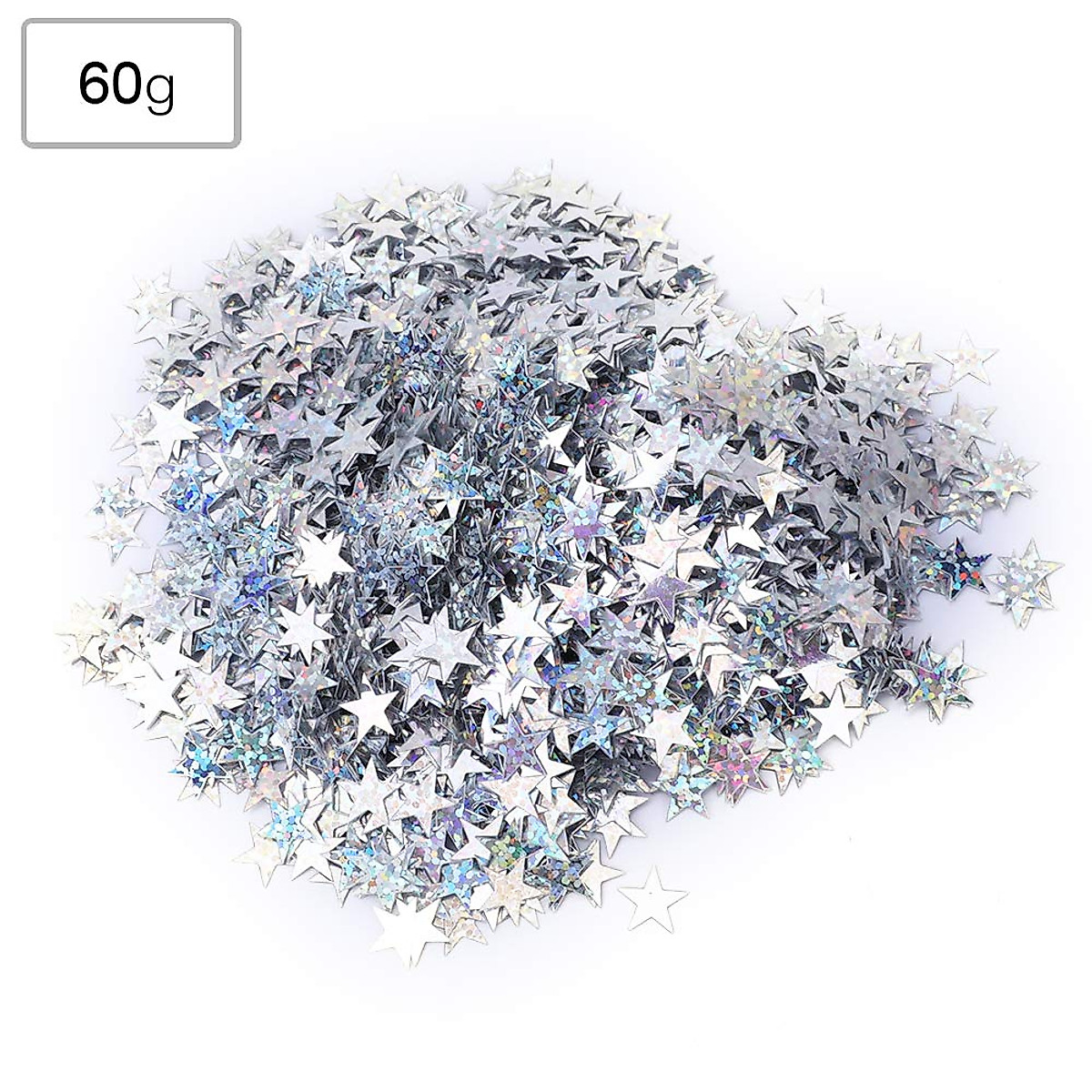 Star Confetti Sprinkles Table Confetti Glitter Confetti Silver Metallic Confetti Gold Confetti for Christmas Wedding Birthday Decoration 60g(silver)