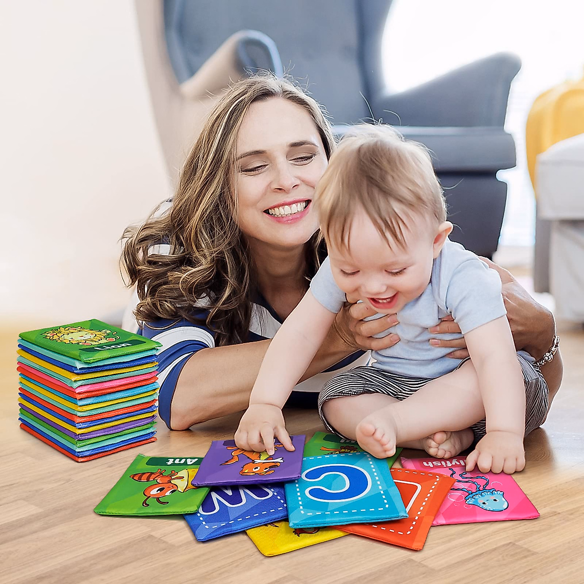 Dr.Rapeti Soft Alphabet Cards for Baby Infant Toddler Kids 26pcs ABC Alphabet Cards 26 Letters Flash Cards with Storage Bag Washable Non-Toxic Early Learning Toy Baby Bath Toy