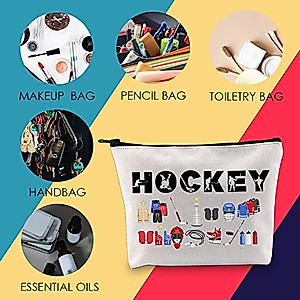 Hockey Player Gift for Girl Hockey Cosmetic Bag Hockey Lover Gift Hockey Makeup Zipper Pouch for Hockey Mom Hockey Coach Hockey Team Hockey Girls (Hockey)