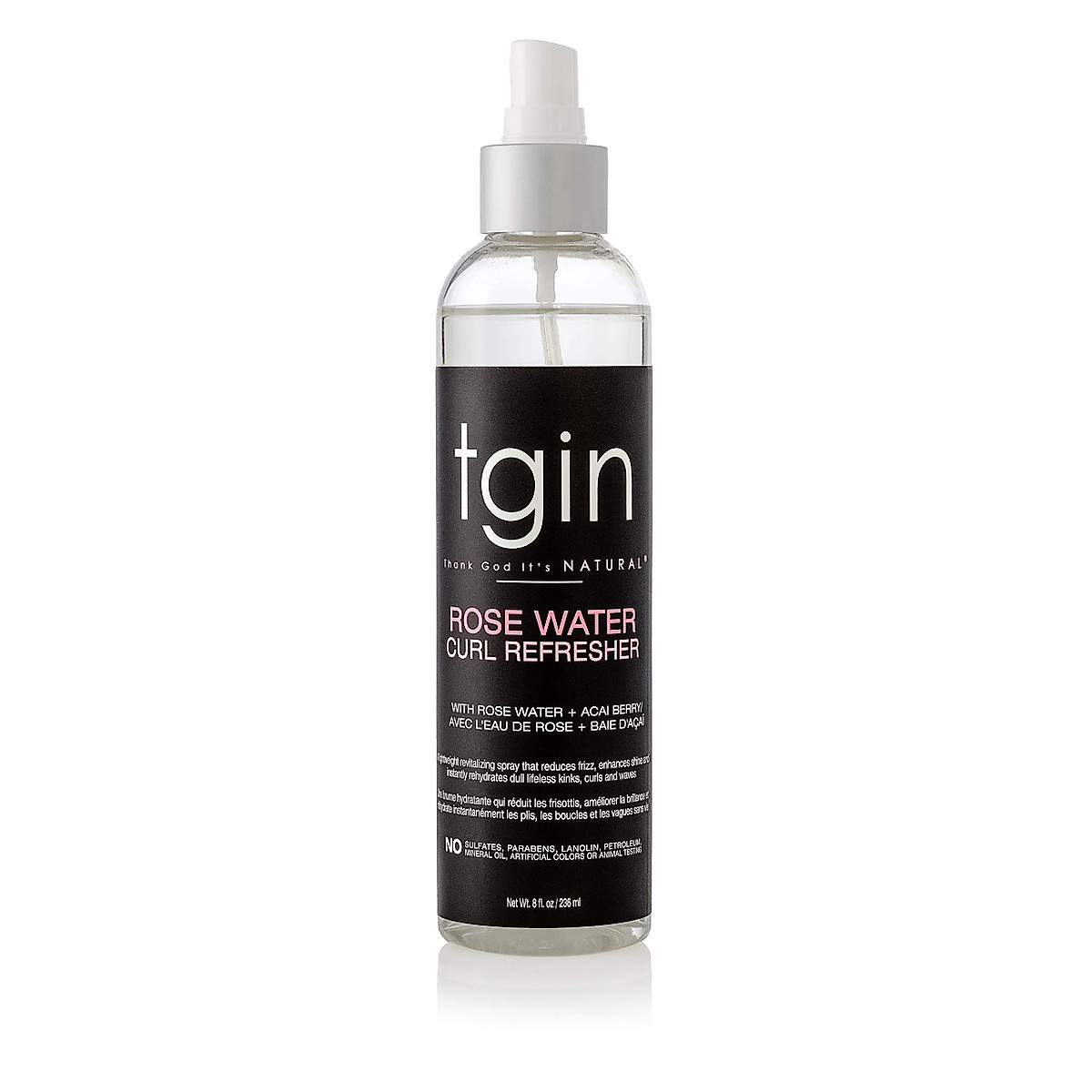 tgin Rose Water Curl Refresher for Curly, Coily, and Wavy Hair, with Acai Berries, Moisturizes and Soothes Dry Hair and Scalp, Braids, Protective Styles, and Locs, 8 fl oz