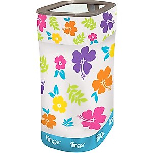 amscan Multicolor Hibiscus Flings Plastic Bin - 22" x 15" (Pack of 1) - Convenient & Stylish Waste Solution - Perfect for Parties & Events