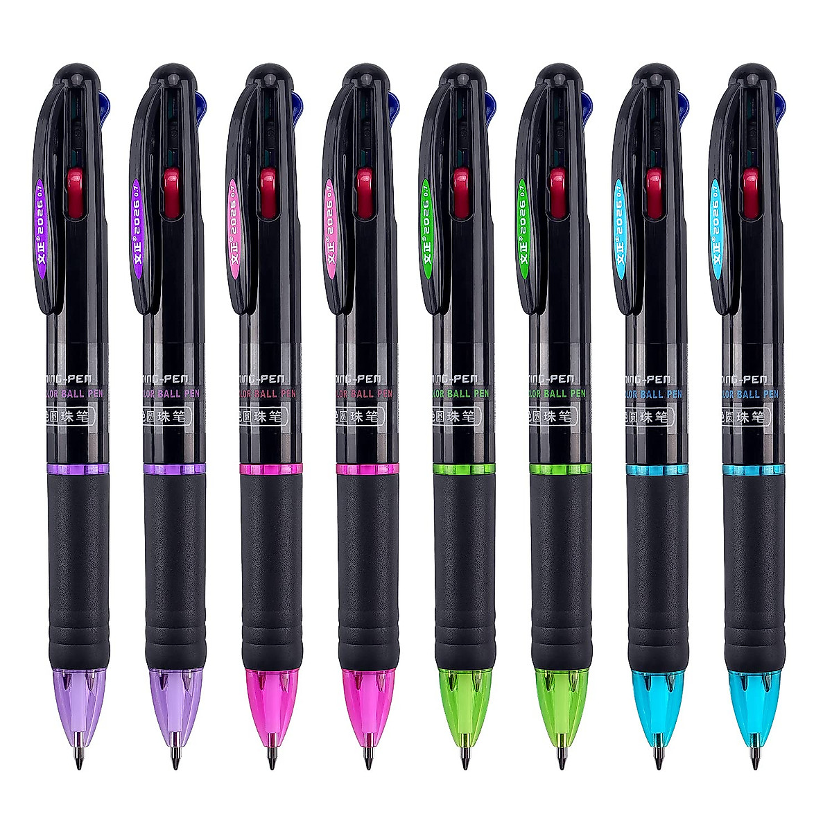 8 Pack Multicolor Ballpoint Pen, 4-in-1 Colored Pens 0.7mm Fine Point, 4 Color Retractable Ballpoint Gift Pens for Office School Supplies