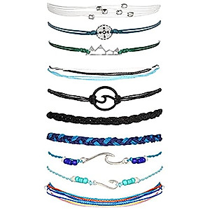 Long tiantian Wave Bracelets for Teen Girls Cute Boho Braided String Beach Ocean Bracelet for Women Summer Jewelry Gift (O)