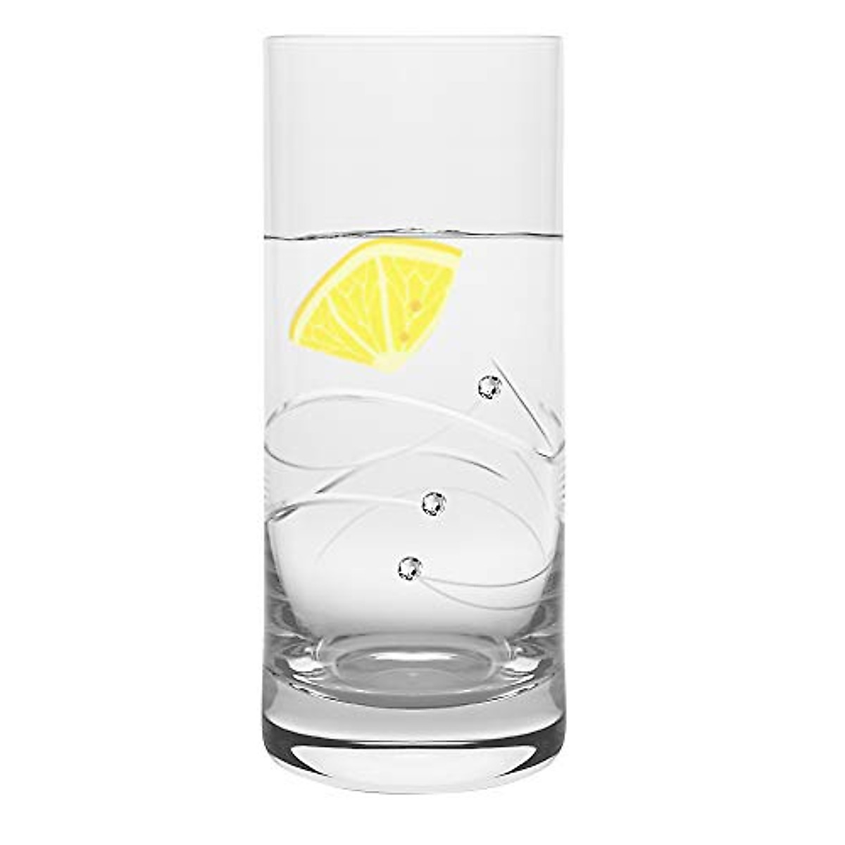Barski - Handmade Glass - Sparkle - Highball Glass - Decorated with Real Swarovski Diamonds - 14 oz. - Made in Europe - Set of 4