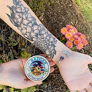 Badger - Tattoo Balm, Natural Tattoo Aftercare Salve, Tattooing Cream that Heals and Protects w/Coconut and Tamanu Oil, Organic Tattoo Butter 2oz Tin