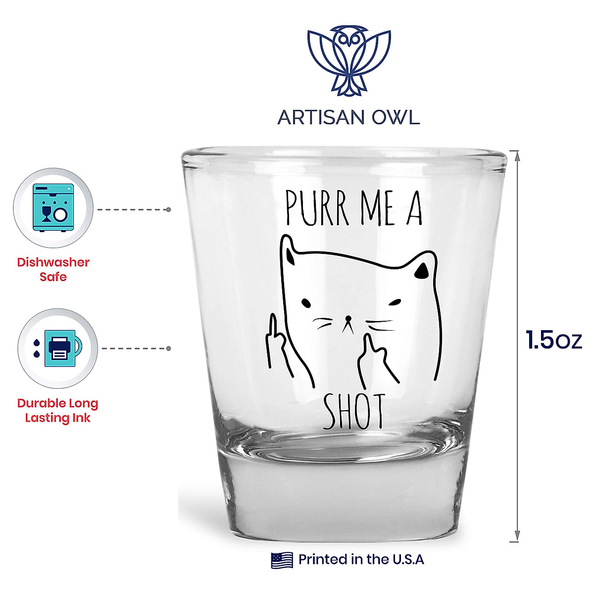 Artisan Owl Best Cat Mom Ever and Purr Me a Shot Shot Glasses Bundle