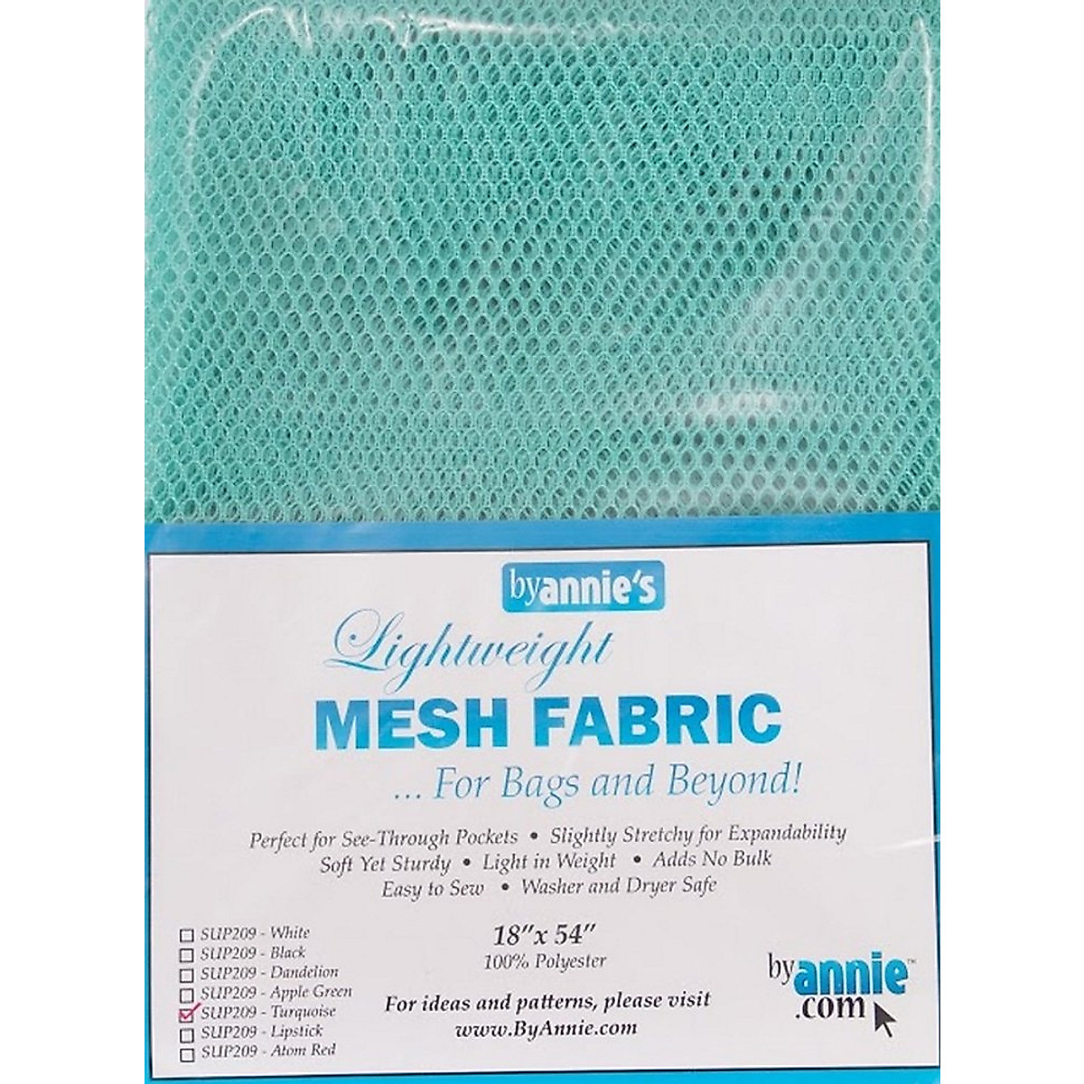 By Annie Mesh Fabric Lightweight 18"x 54" Turquoise, 18" by 54"