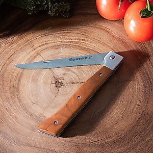 Messermeister Adventure Chef Folding 6” Fillet Knife - German Steel & Carbonized Maple Handle - Rust Resistant & Easy to Maintain
