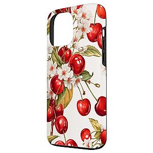 iPhone 13 Pro Max Beautiful White Blossom Red Cherry Flowers Case