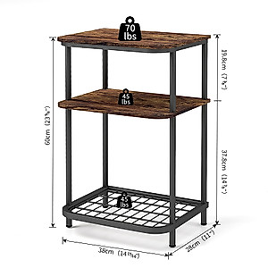 MOFAIN Side Table 3-Tier Small End Table for Small Spaces Storage Accent Table Night Stand for Living Room Bedroom Couch(Rustic Brown)