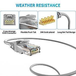 GWFIBER cat 6 ethernet Cable 100 ft Heavy Duty Internet Cable (30 Meter) CAT5e/CAT6 poe Cable cat6 UV Waterproof Direct Burial & Indoor Outdoor LAN Cable 100ft Network Cable 1 PCS（2&4PCS Available
