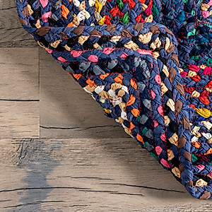 nuLOOM Tammara Bohemian Hand Braided Area Rug, Oval 3x5, Blue