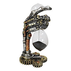 Ebros Gift Chronos Eternity Time Warp Machine Steampunk Robotic Cyborg Hand Gearwork Clockwork Sand Timer with Black Sands Figurine Victorian Industrial Sci Fi Sandtimer Accent Decor
