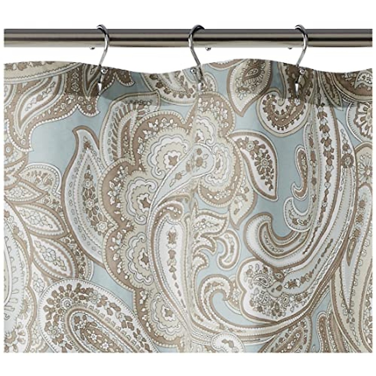 Madison Park Ronan Design Organic Cotton Fabric Long Shower Curtain, Paisley Classic Shower Curtains for Bathroom, 72 X 72, Blue