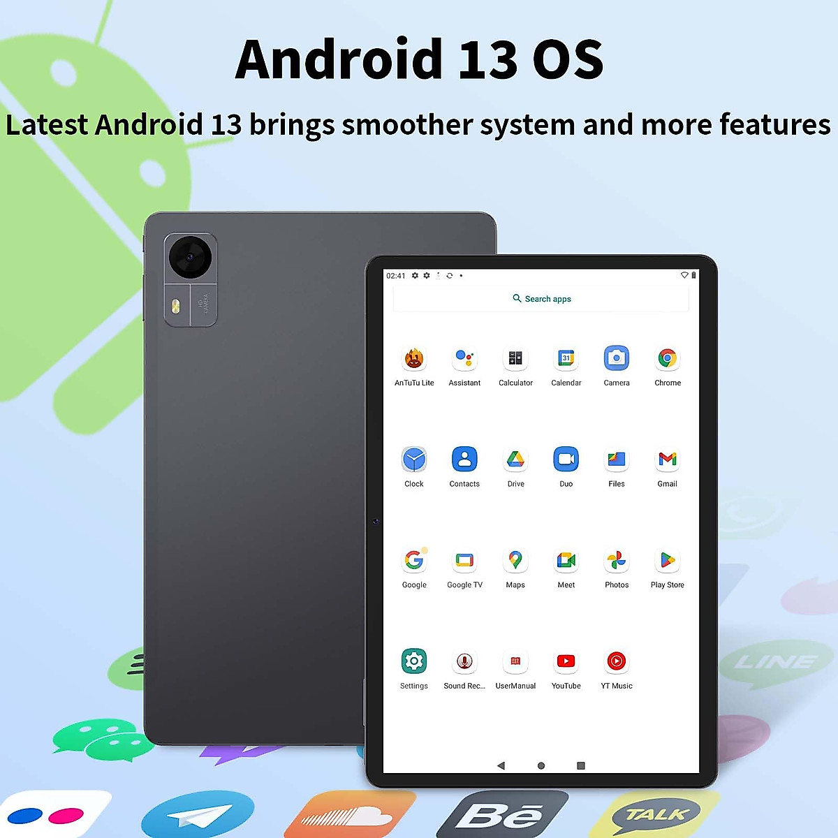 aiprotablet Android 13 Tablet 10.5 inch Tablets, 1920x1200 FHD IPS Display, 4G Cellular Tablet with 8GB RAM 64GB ROM 1TB Expand, Octa-Core Processor, 6000mAh, 8MP+13MP Camera, Face