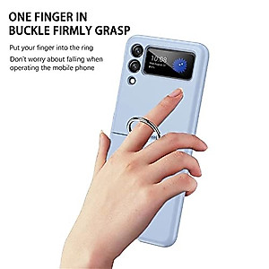 for Samsung Galaxy Z Flip 3 5G Case Finger Ring Matte Phone Cover for Galaxy Z Flip 4 3 Cases,Light Green,for Z Flip 4