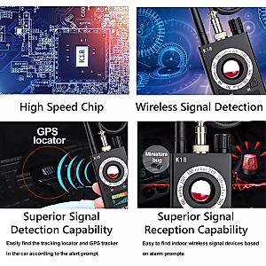 Hidden Camera Detectors, Bug Detector, Anti Spy Detector, GPS Detector, RF Signal Scanner Device Detector for Wireless Audio Bug Camera Detector Finder