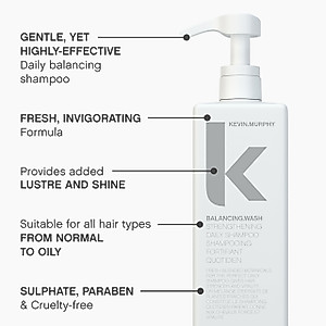 KEVIN.MURPHY BALANCING.WASH - Strengthening Daily Shampoo - For Normal & Oily Hair - Antioxidant Shampoo - Colour Safe Hair Care - Sulphate & Paraben Free - 1 L / 33.8 fl oz