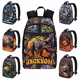 M YESCUSTOM Personalized Backpacks for Boys Custom Dinosaur School Bookbag with Name Elementary Toddler Boys Backpack Multi Children Casual Travel Daypack Bag for Teenager School Camping