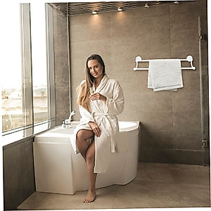 IMIKEYA 1 Pc Double Bar Towel Rack White to Rotate Hanging Rod Brass Household