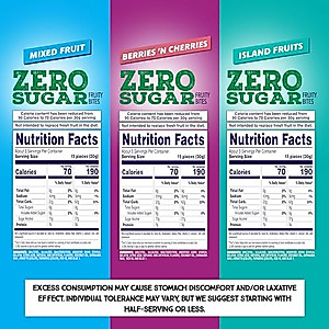 Welch’s Fruit Snacks, Zero Sugar Mixed Fruit, Berries 'N Cherries & Island Fruit, Perfect for School Lunches, Variety Case, 3 oz (Pack of 6)