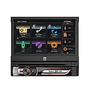 Dual Electronics DV712 7" Multimedia Touch Screen Single DIN Car Stereo Receiver, Siri/Google Voice Assist, Bluetooth, CD/DVD, USB and microSD Inputs