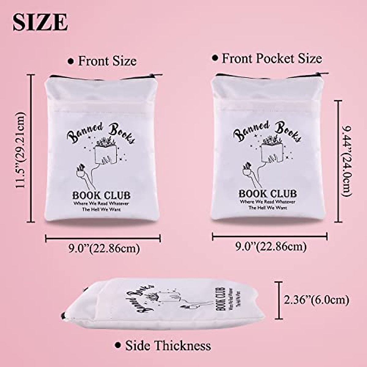 G2TUP Banned Book Lover Gift Banned Books Book Club Book Sleeve Bibliophile Book Lover Book Covers Bookworm Gift Librarian Gift Book Nerd Zipper Book Protector (Banned BS)