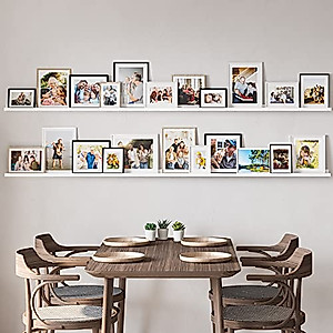 You Have Space Lagos 80" Ledge Wall Shelves, Floating Shelves for Living Room Decor, Bedroom, Office, Ultra Long White Picture Ledge Shelf Set of 2