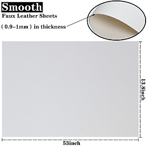 CDY Solid Color White Faux Leather Sheets 13.8"X53" Smooth PU Synthetic Leather Roll Perfect for Crafts Handbags Wallets Jewelry Earrings Bows Making (White)
