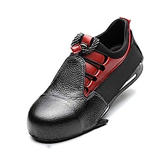 Steel Toe Cap Safety Shoe Covers, Universal Steel Toe Leather Overshoes Workplace with Adjustable Strap, Unisex Safety Footwear Toe Leather Protector Attachment Size EUR 36-46