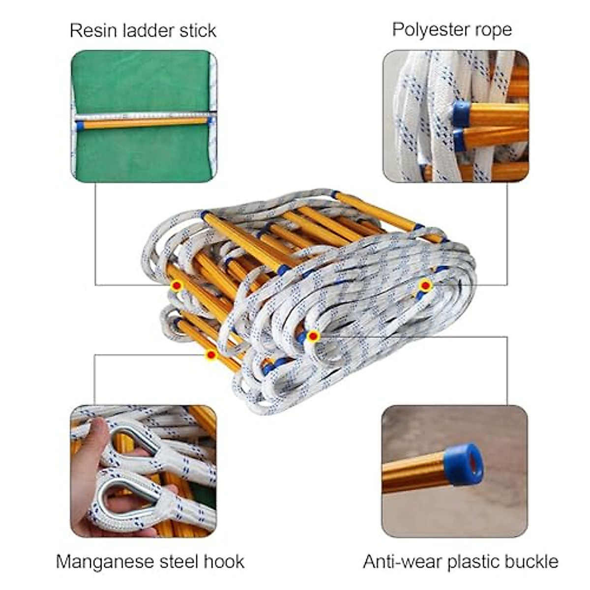 Fire Escape Ladder - Household Items Emergency Ladders, Safety Rope Ladder, Kids and Adults Ladder, for Home Climbing (Size : 8M)