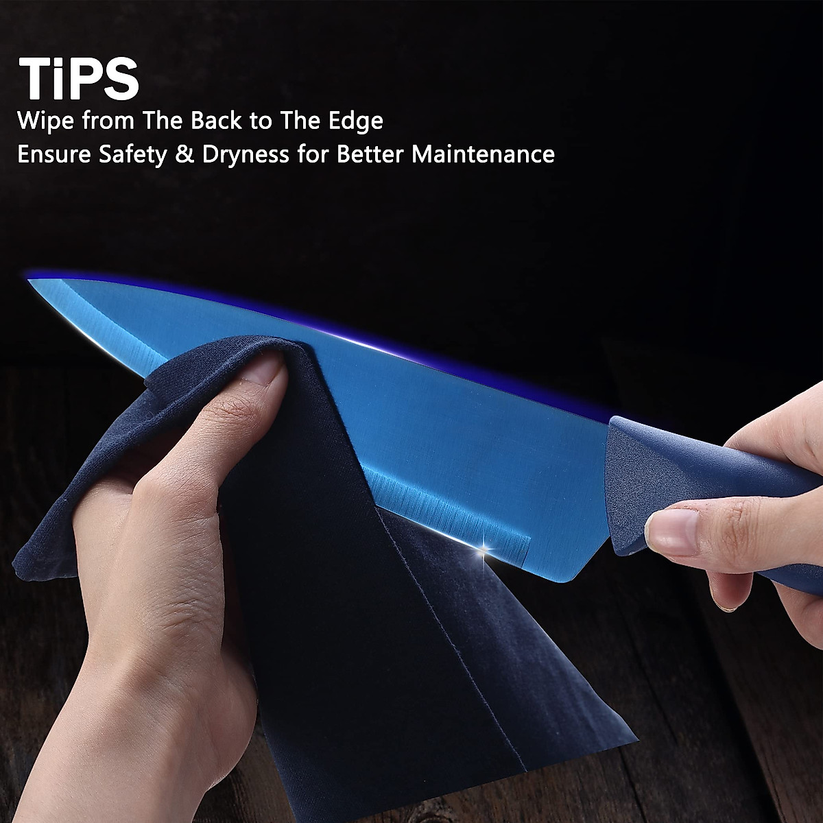 7 piece Kitchen Knife Sets Dishwasher Safe, Knife Block Stainless Steel with Knives, Professional Knife Set for Kitchen with Sharpener