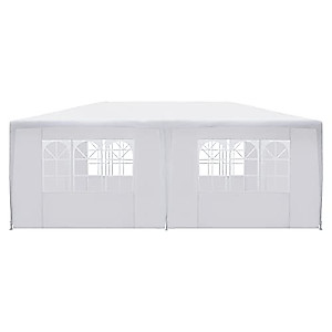 Canopy with 6 Side Panels 10x20ft Waterproof Outdoor Garden Shelter Heavy Duty White Tent Awnings Sturdy Steel Frame UV Protection for Patios Picnic Beach Wedding Festival Wedding Party Camping