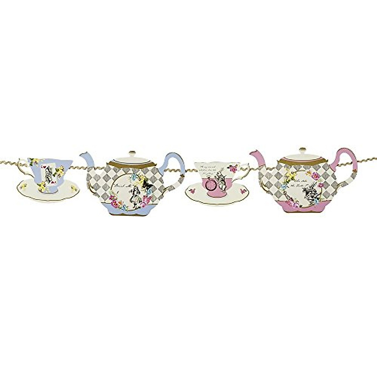 Talking Tables Truly Alice Hanging Teapot Bunting (4m) a Tea Party, Multicolor (2 Pack)