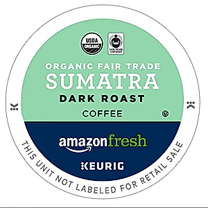 AmazonFresh 80 Ct. Organic Fair Trade K-Cups, Sumatra Dark Roast, Keurig K-Cup Brewer Compatible