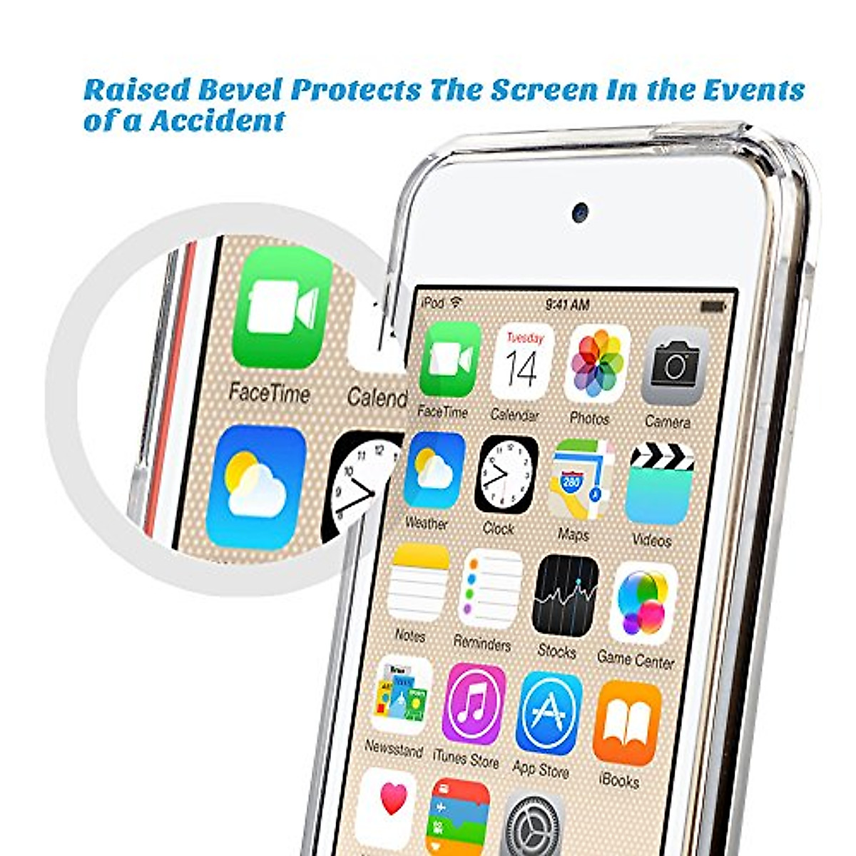ULAK Soft TPU Bumper PC Back Hybrid Case for iPod Touch 6/iPod Touch 5/iPod Touch 7 - Retail Packaging - Clear Slim